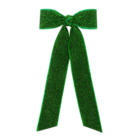 Wee Ones Medium Sparkle Glimmer Textured Bow with Tails - Green – Olly-Olly