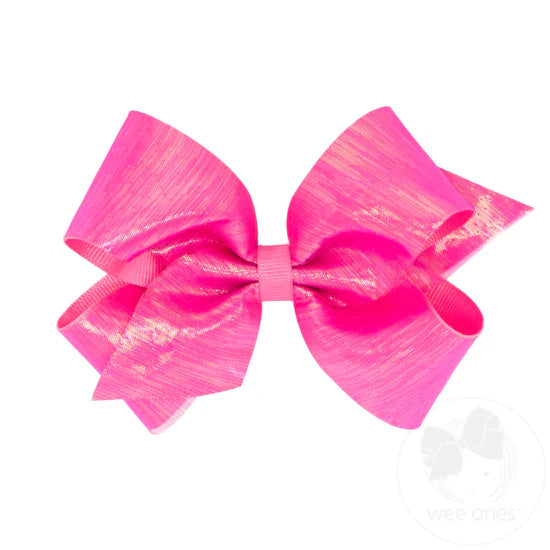 Wee Ones Medium Sheer Iridescent and Grosgrain Overlay Hair Bow - Hot – Olly-Olly