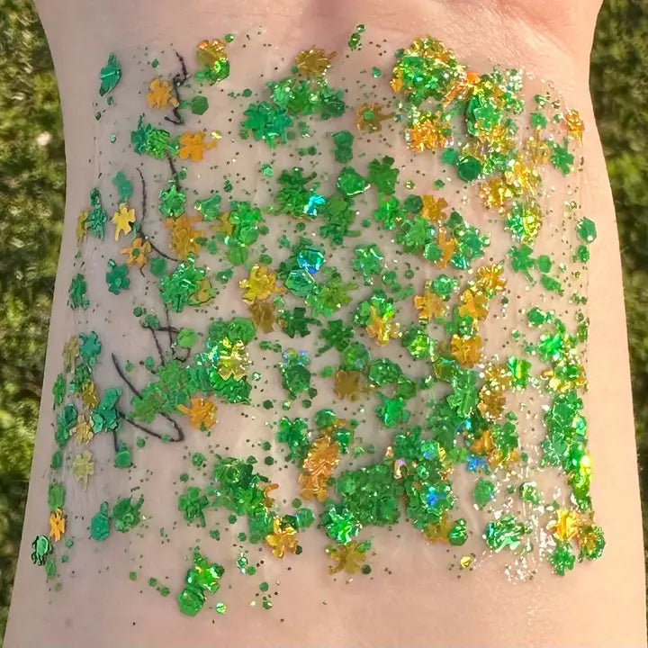 Green/Gold Shamrock - Organic Face/Hair/Body Glitter – Olly-Olly