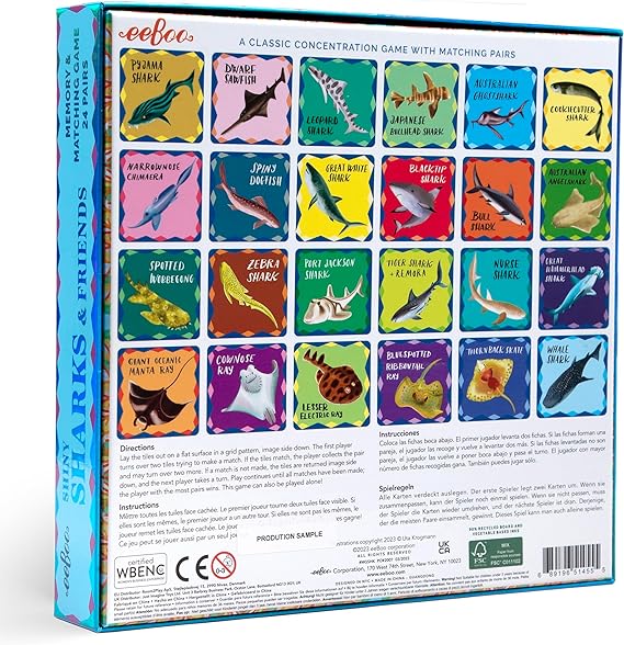 Eeboo Shark & Friends Shiny Memory & Matching Game – Olly-Olly
