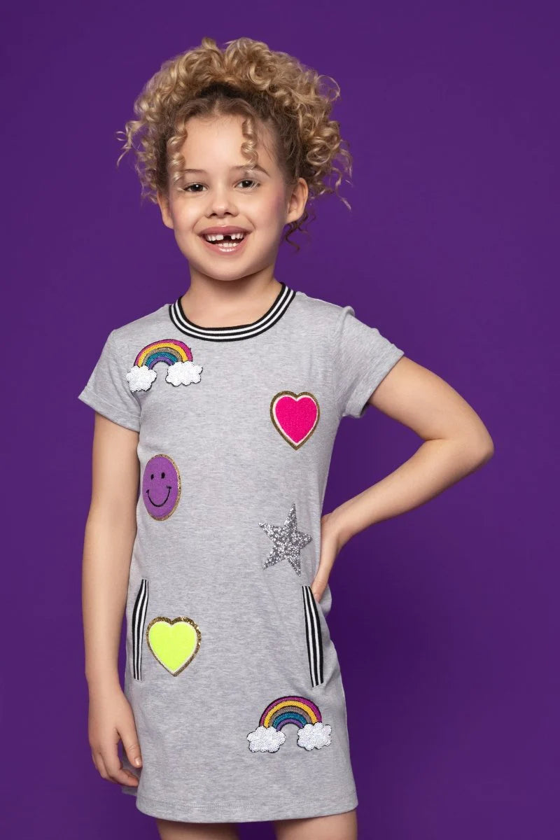 Mia NY Multi Gray Love Patches Dress – Olly-Olly