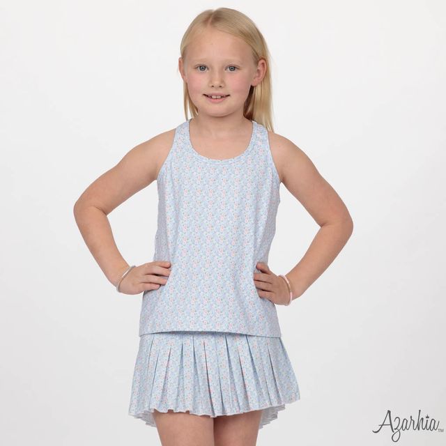 Azarhia Mini Pleat Skort - Grand Blue Flowers – Olly-Olly