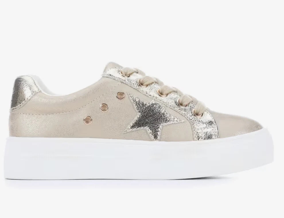 Mia Sneaker - Lil Sparklee- Soft Gold Comet – Olly-Olly